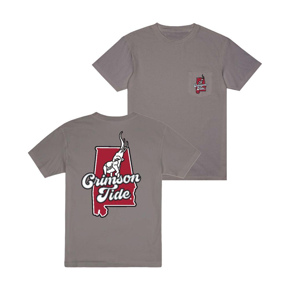 Bama | Alabama Uscape State Sign Dyed Pocket Tee | Alumni Hall