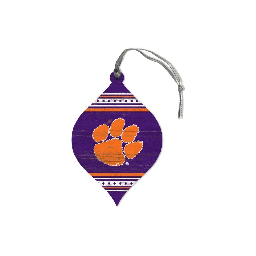 Clemson | Clemson 3.25" X 5" Striped Champ Teardrop Wood Ornament ...