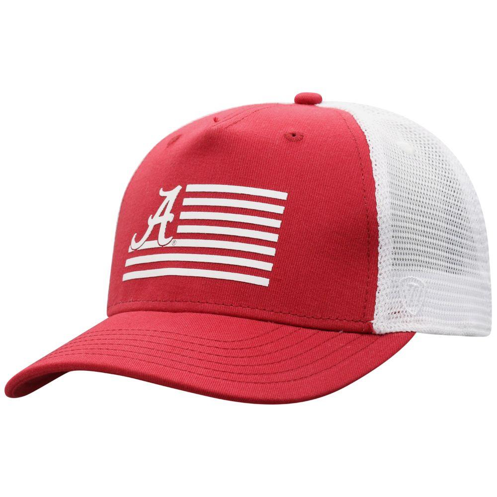 Bama | Alabama Men's Here Silicone Striped Trucker Hat | Alumni Hall